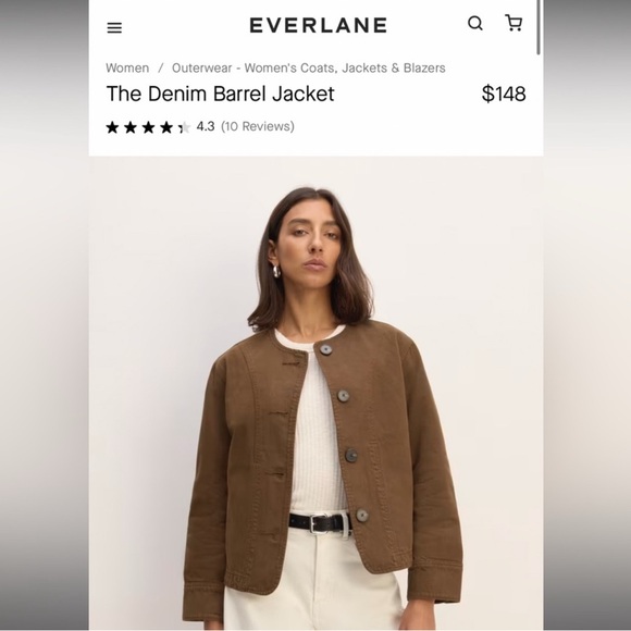 Everlane | Jackets & Coats | Everlane Brown Jean Jacket With Relaxed ...